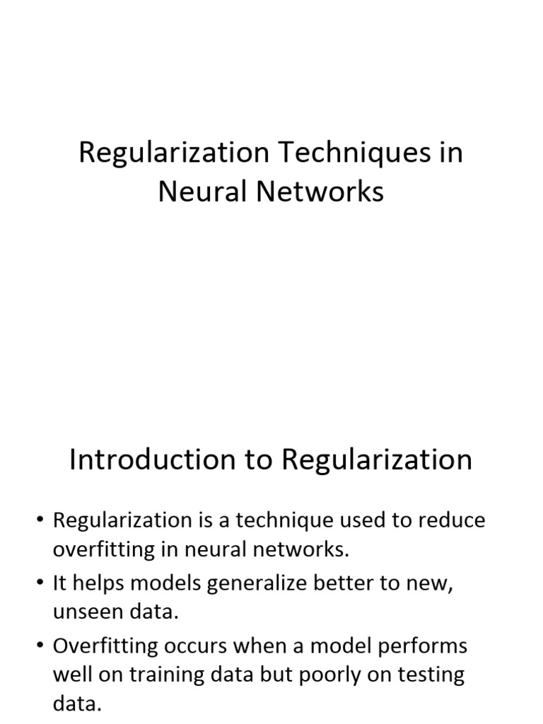 Regularization Techniques for Neural Networks | PDF