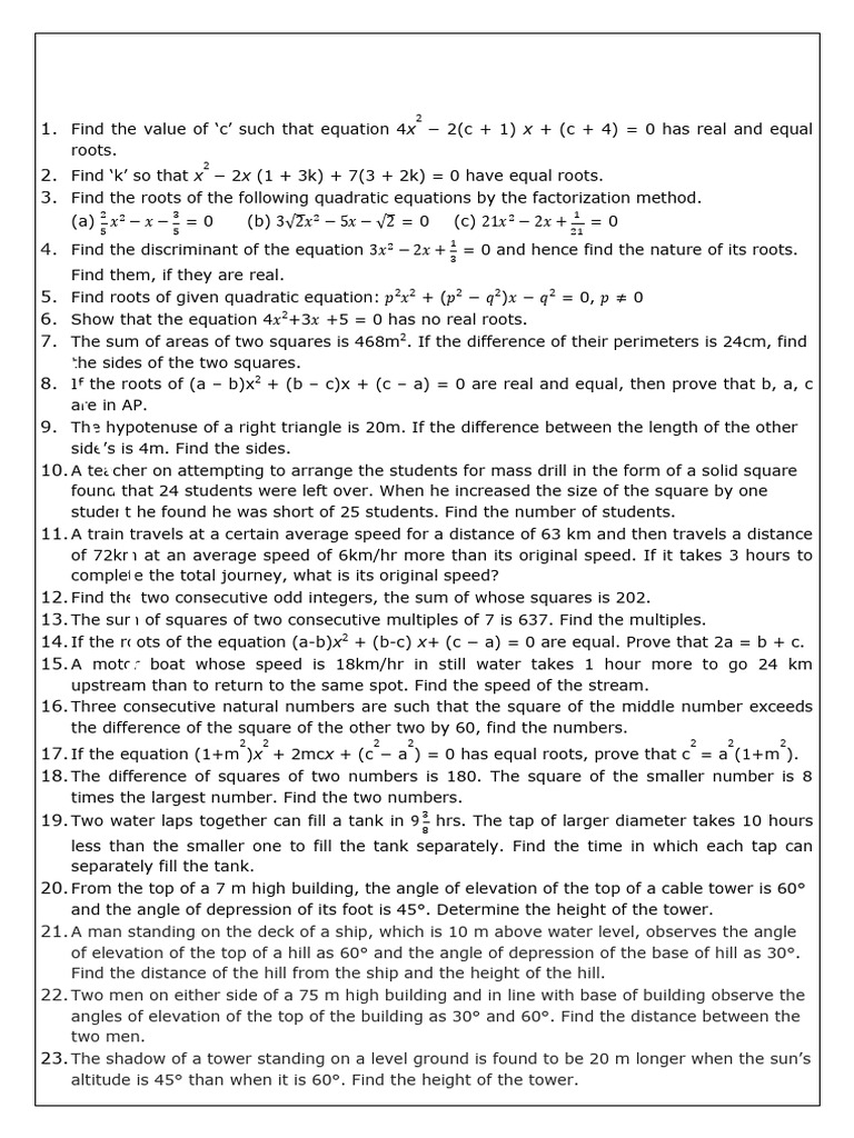 CLASS 10 - REVISION QUESTIONS - MODEL II_copy | PDF | Circle | Area