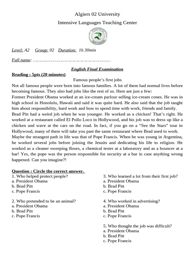 Level 03 GR 05 Exam | PDF