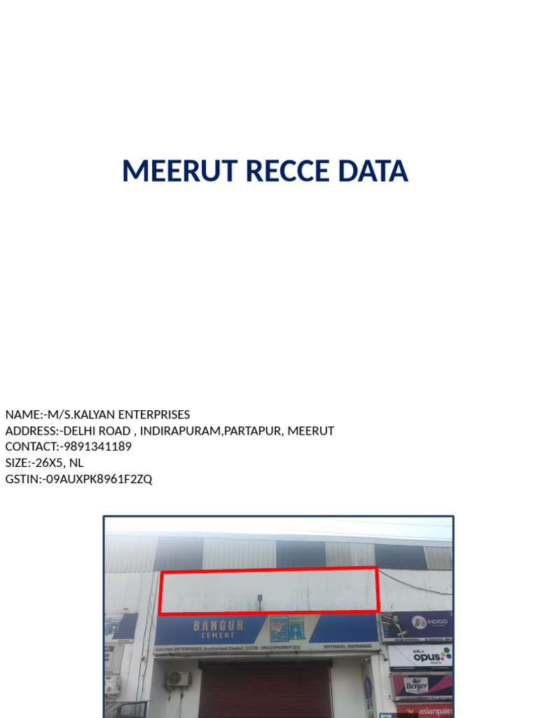 Meerut Recce Data-1 | PDF