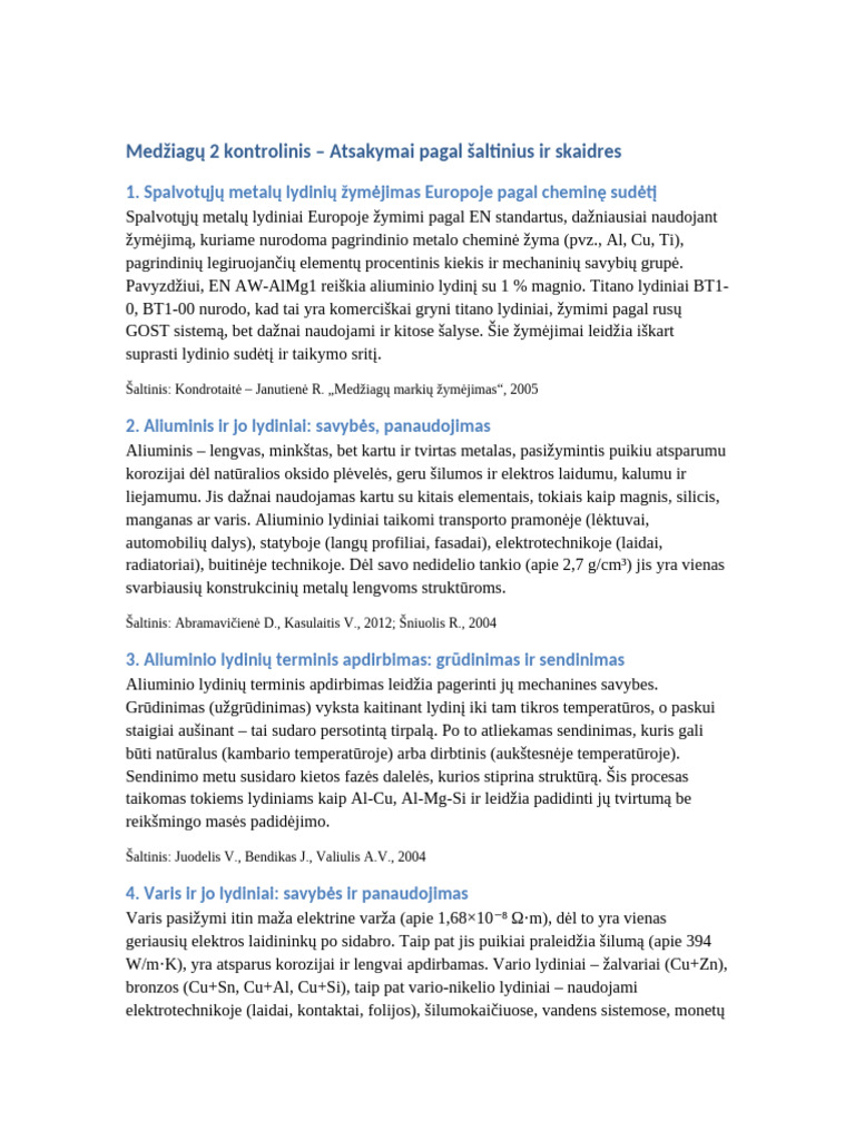 Medziagu 2 Kontrolinis Visi Issamus Skaidres Saltiniai | PDF