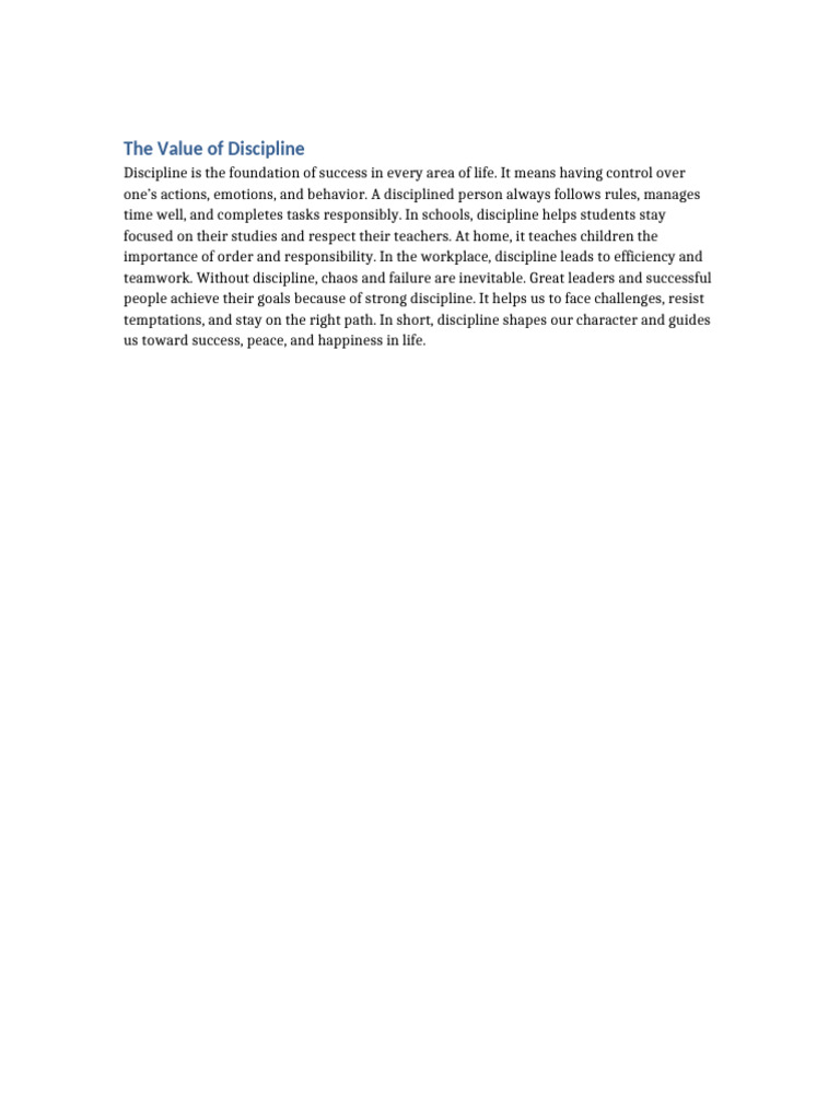 The Value of Discipline | PDF