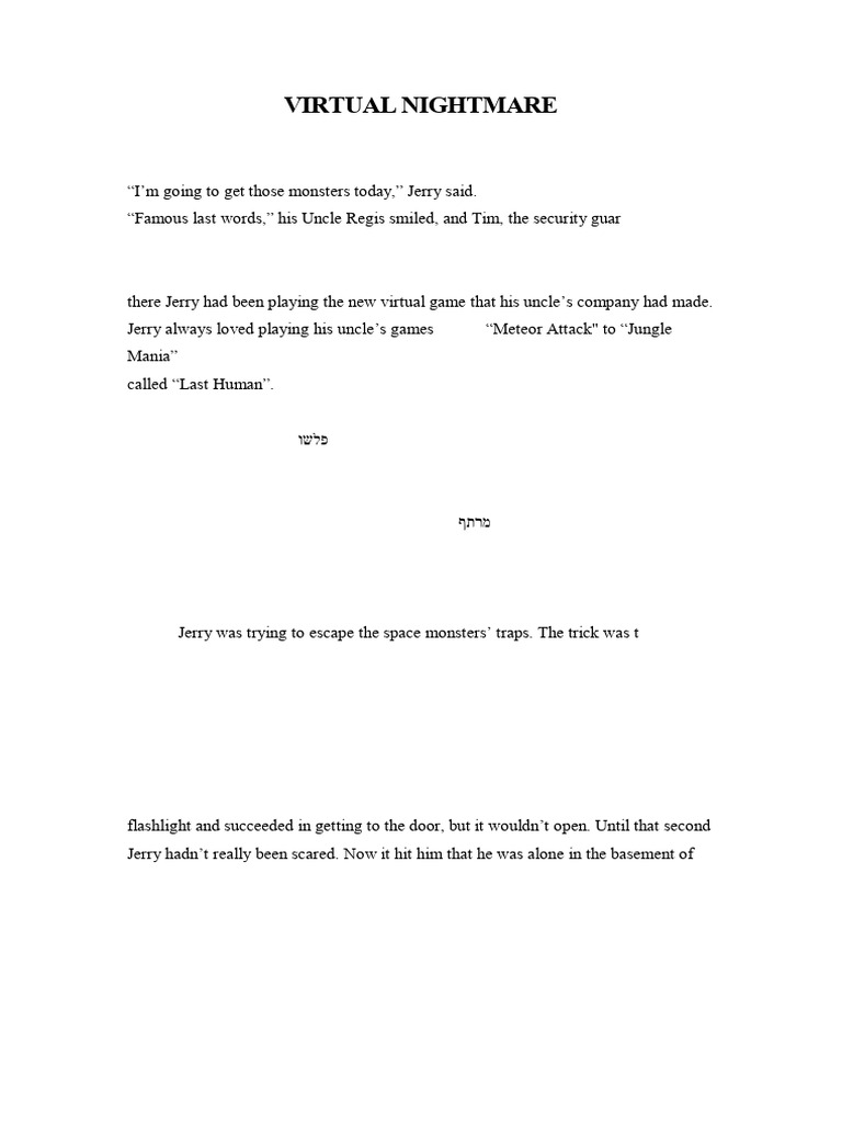 Virtual Game Turns Real: Jerry's Escape | PDF | Basement