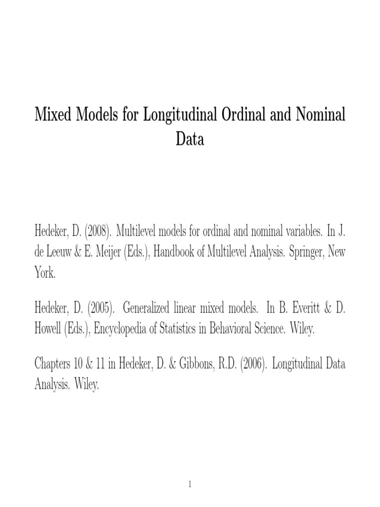 Mixed Models for Ordinal Data Analysis | PDF | Linear Regression ...