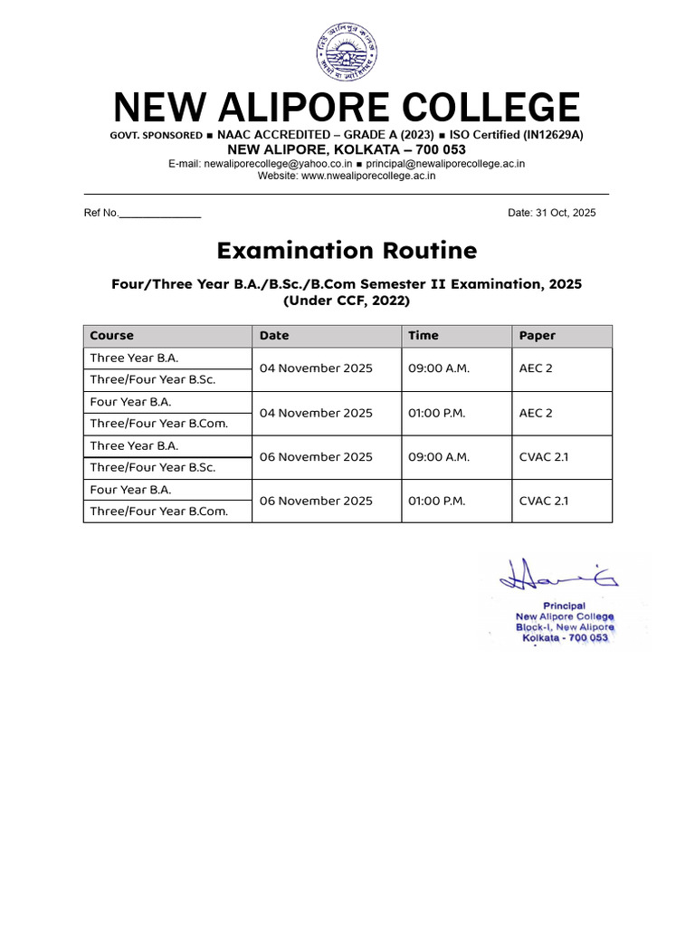 Notice (Sem II Aec & Cvac Exam) | PDF