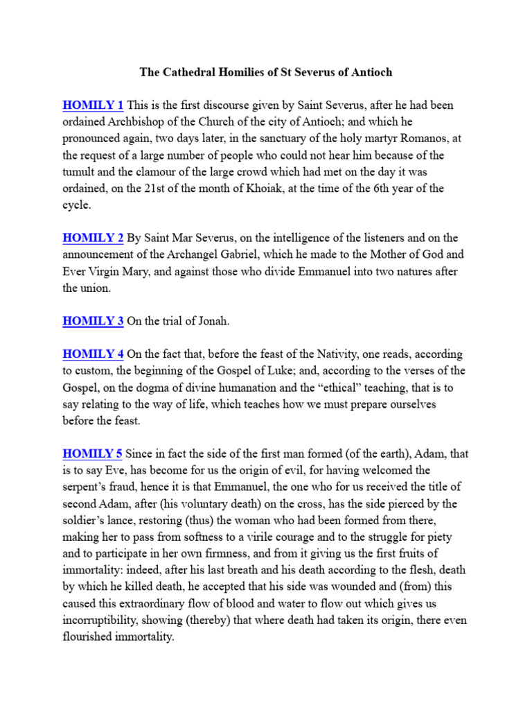 St. Severus of Antioch's Cathedral Homilies | PDF | Jesus | Mary ...