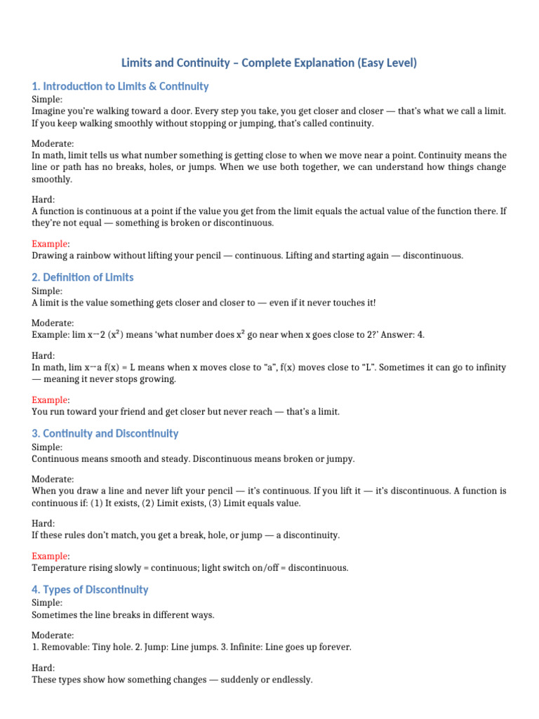 Limits and Continuity Explanation | PDF | Deformation (Engineering) | Speed