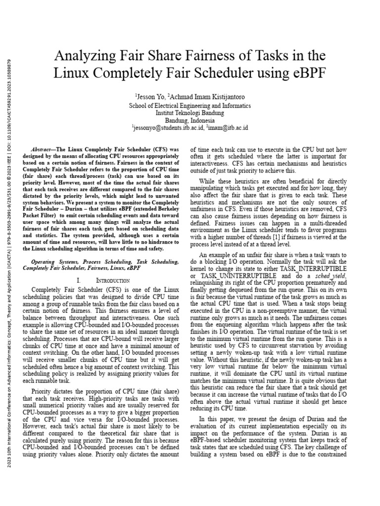 Analyzing Fair Share Fairness of Tasks in the Linux Completely Fair | PDF | Scheduling ...