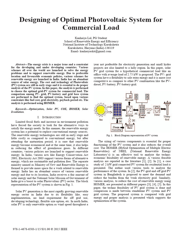 Optimal PV System Design for Commercial Use | PDF | Photovoltaics ...