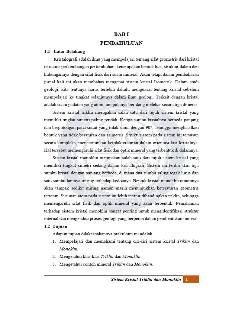 Ciri dan Contoh Sistem Kristal Triklin | PDF