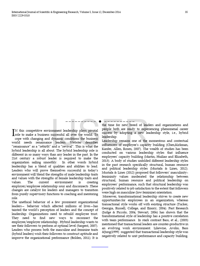 Hybrid Leadership and Employees Capacity Building | PDF | Leadership ...