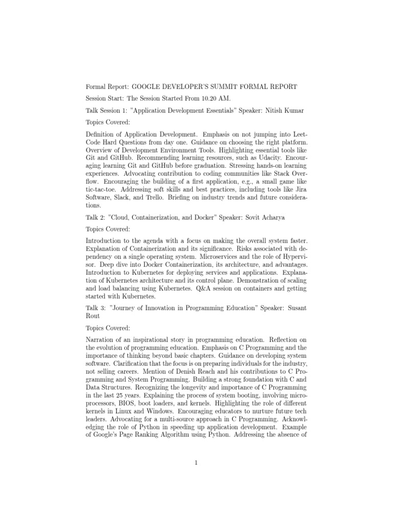 Formal Report Google Developer's Su | PDF | Computer Programming | Booting