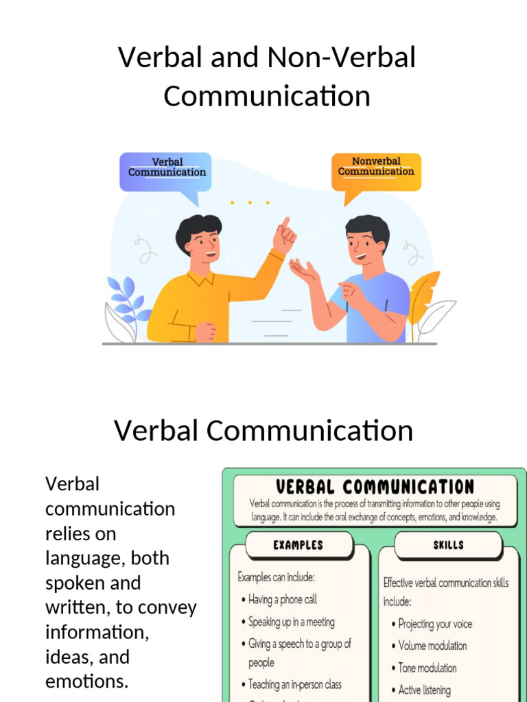 Verbal and Non-Verbal Communication Guide | PDF | Nonverbal ...