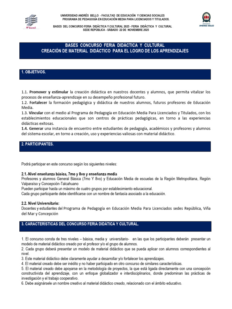 Bases Feria Didáctica 2025 | PDF | Maestros | Enseñando