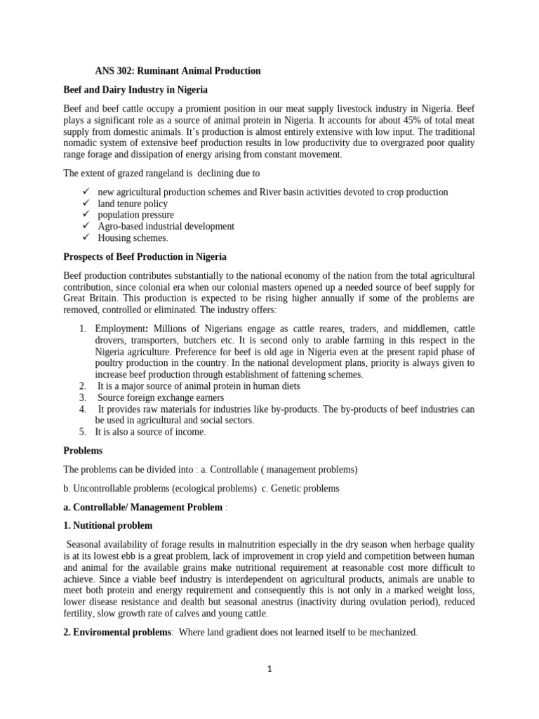 ANS 302 Ruminant Animal Production | PDF | Sheep | Dairy Cattle