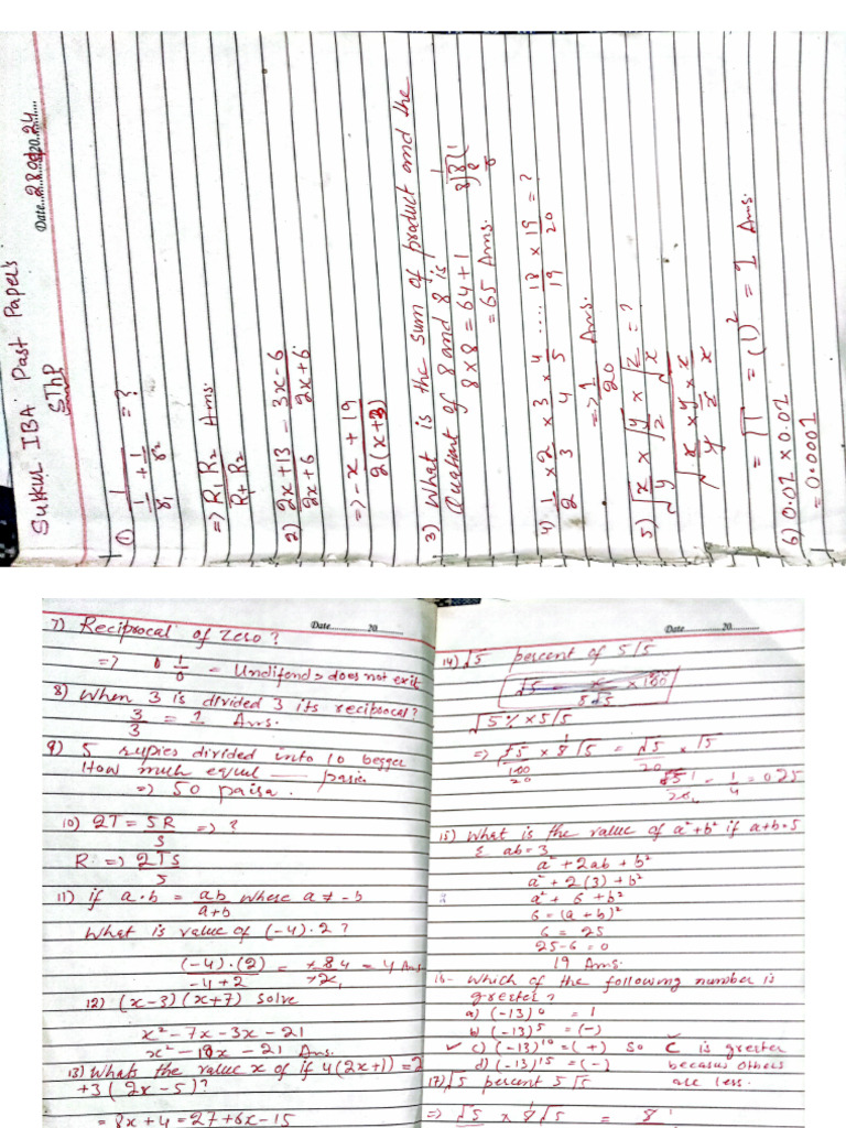 Solved Past Paper SIBA | PDF