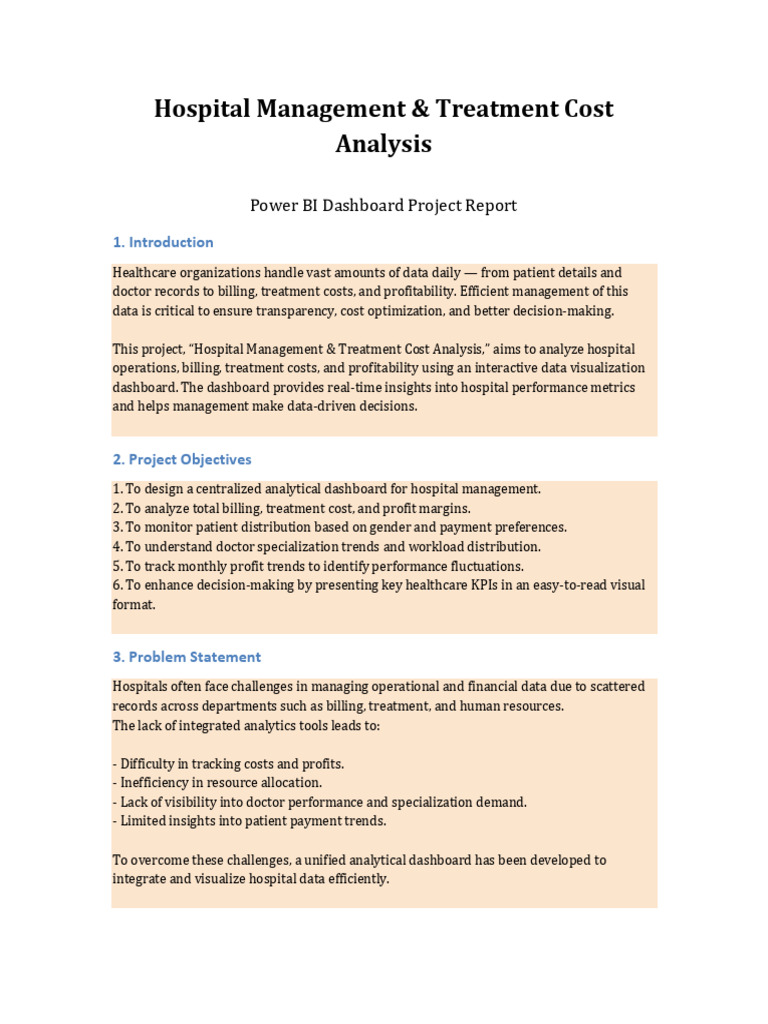 Hospital Management Treatment Cost Analysis Report Jyoshna | PDF ...