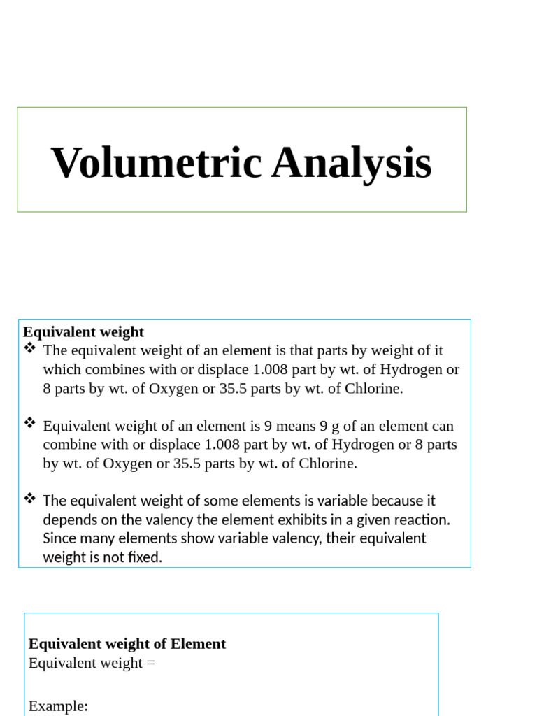 Volumetric Analysis | PDF | Titration | Chemistry