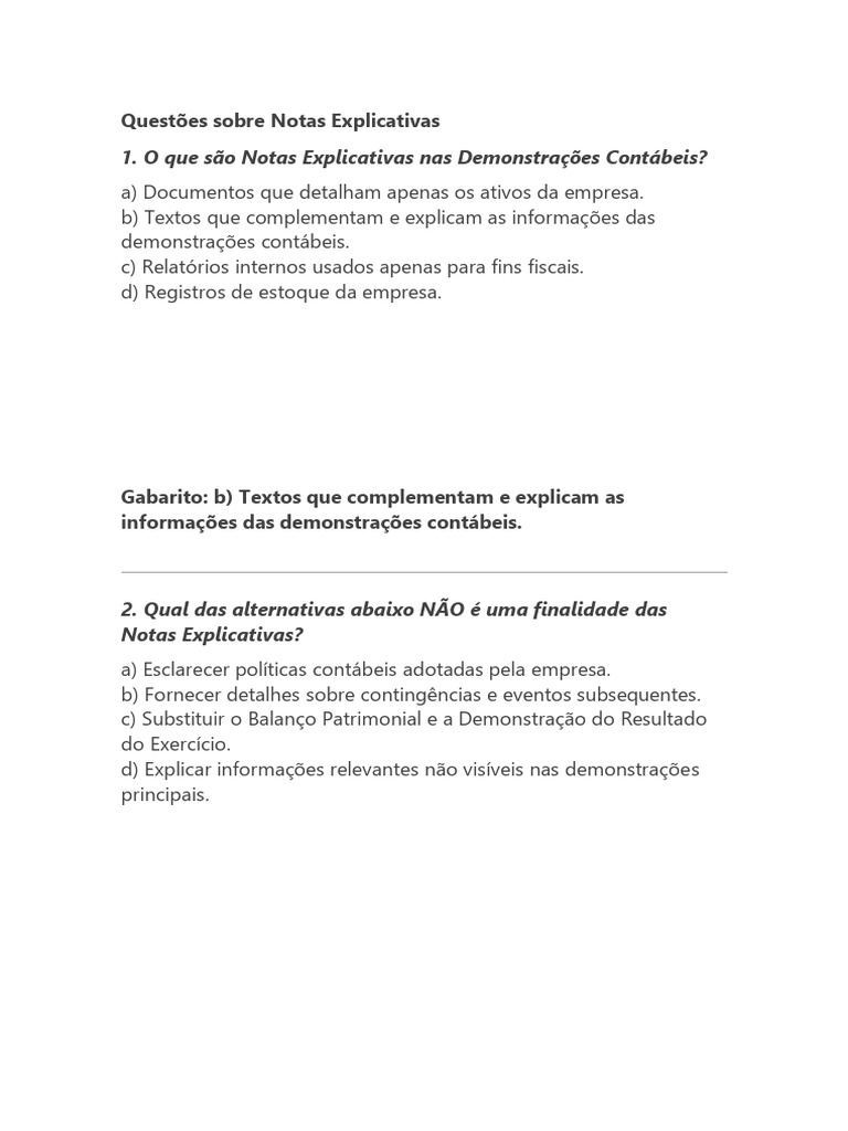 NOTAS EXPLICATIVAS | PDF | Contabilidade | Relatório anual
