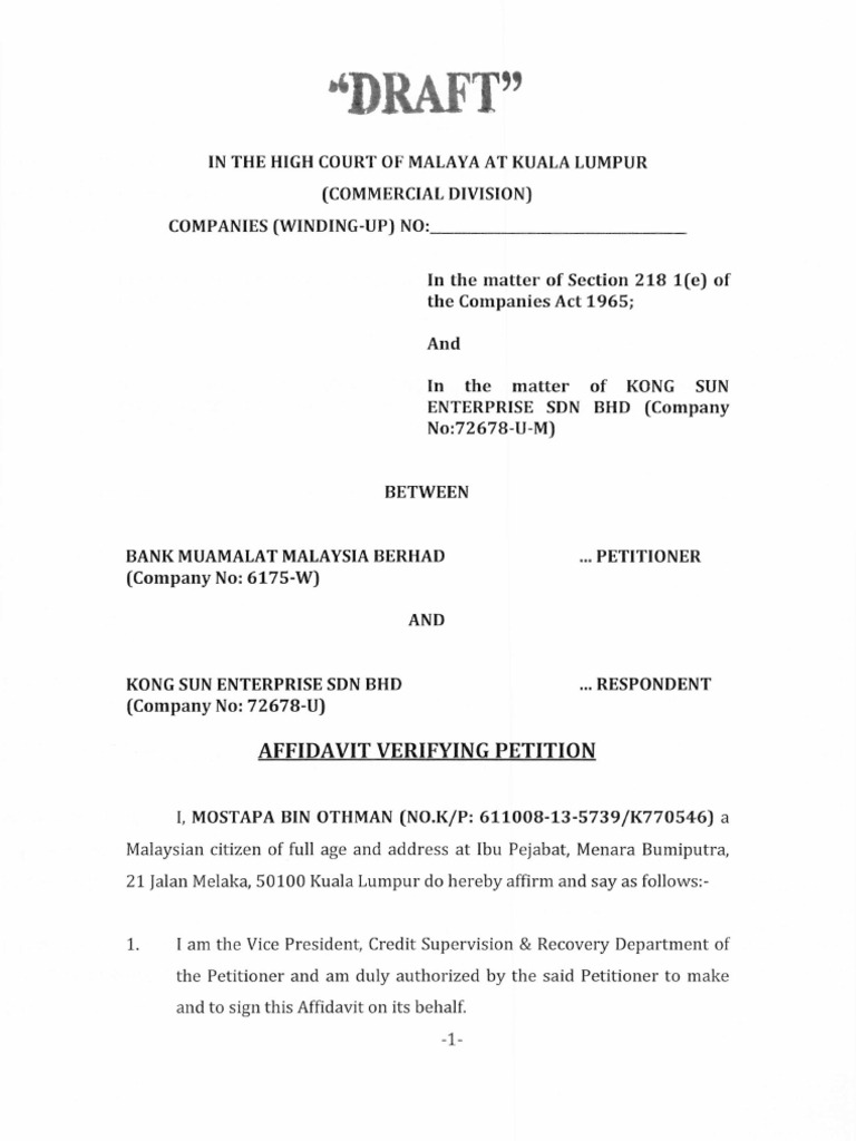 Deraf Winding Up & Afidavit | PDF | Affidavit | Liquidation