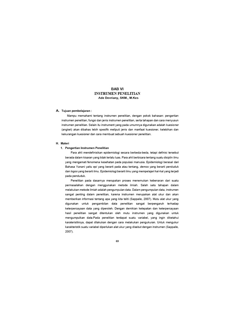 Instrumen Penelitian: Kuesioner dan Metode | PDF