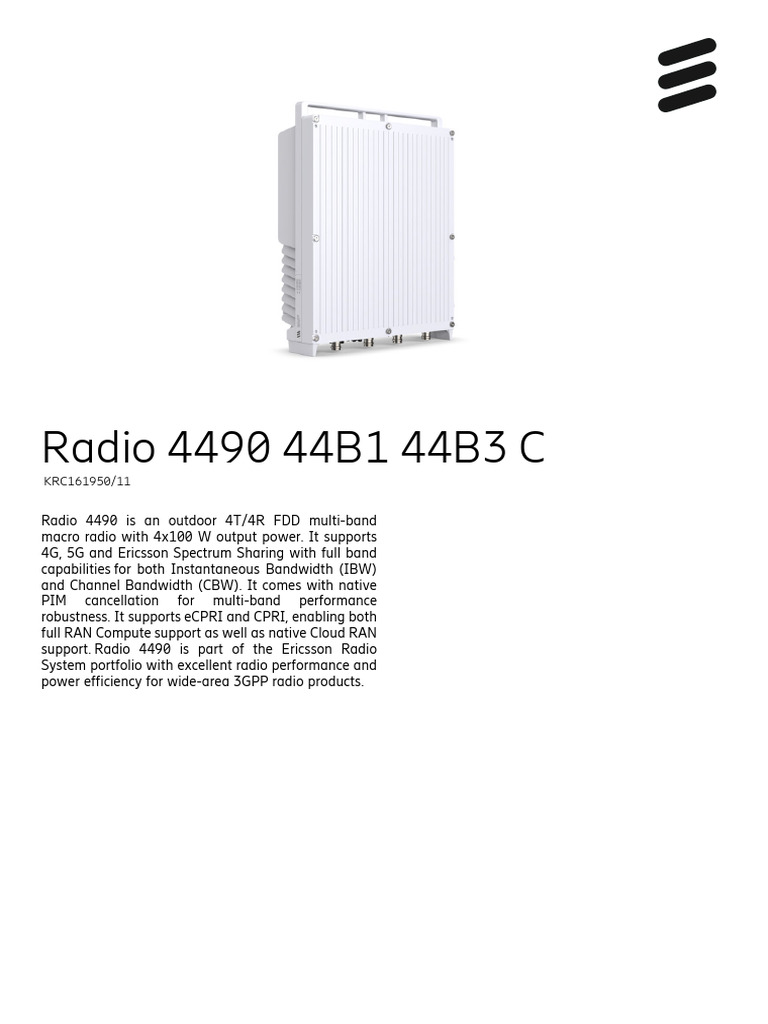 Ericsson Radio 4490 Specifications | PDF | Lte (Telecommunication) | Radio