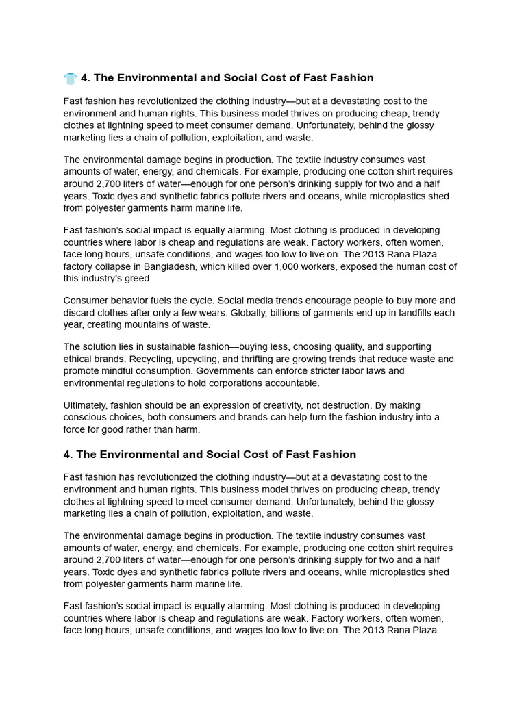 The Environmental and Social | PDF | Clothing | Clothing Industry
