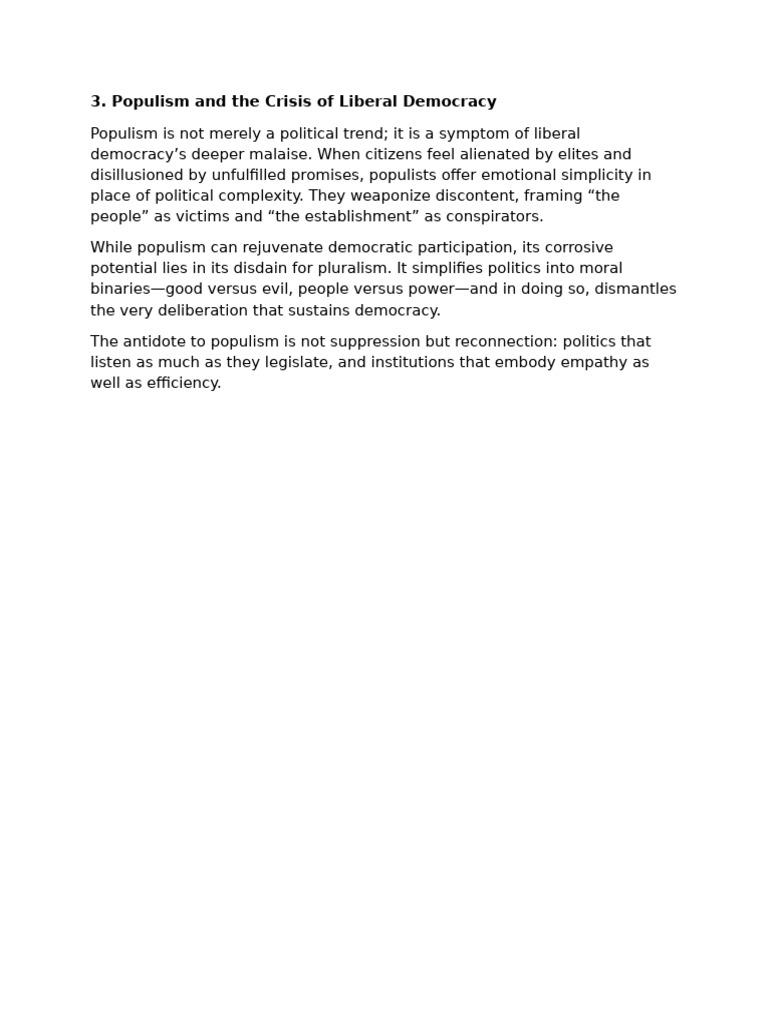 Populism and The Crisis of Liberal Democracy | PDF