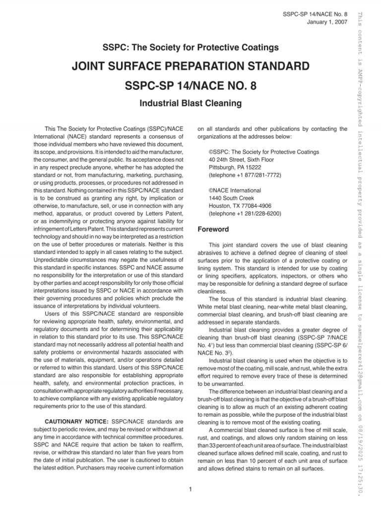 SSPC SP 14 2007 Nace No | PDF