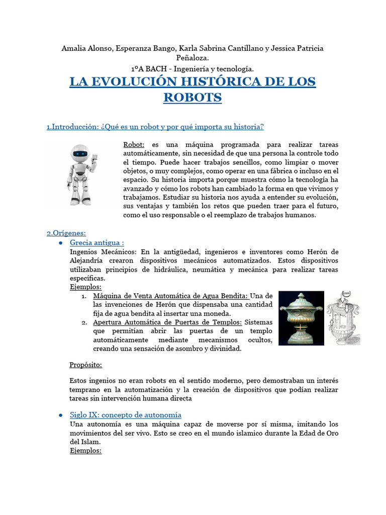 Trabajo de La Evolución de Los Robots | PDF | Robot | Robótica