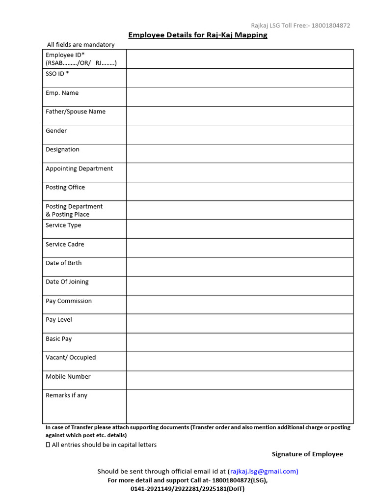 Rajkaj Employee ID Mapping Form | PDF