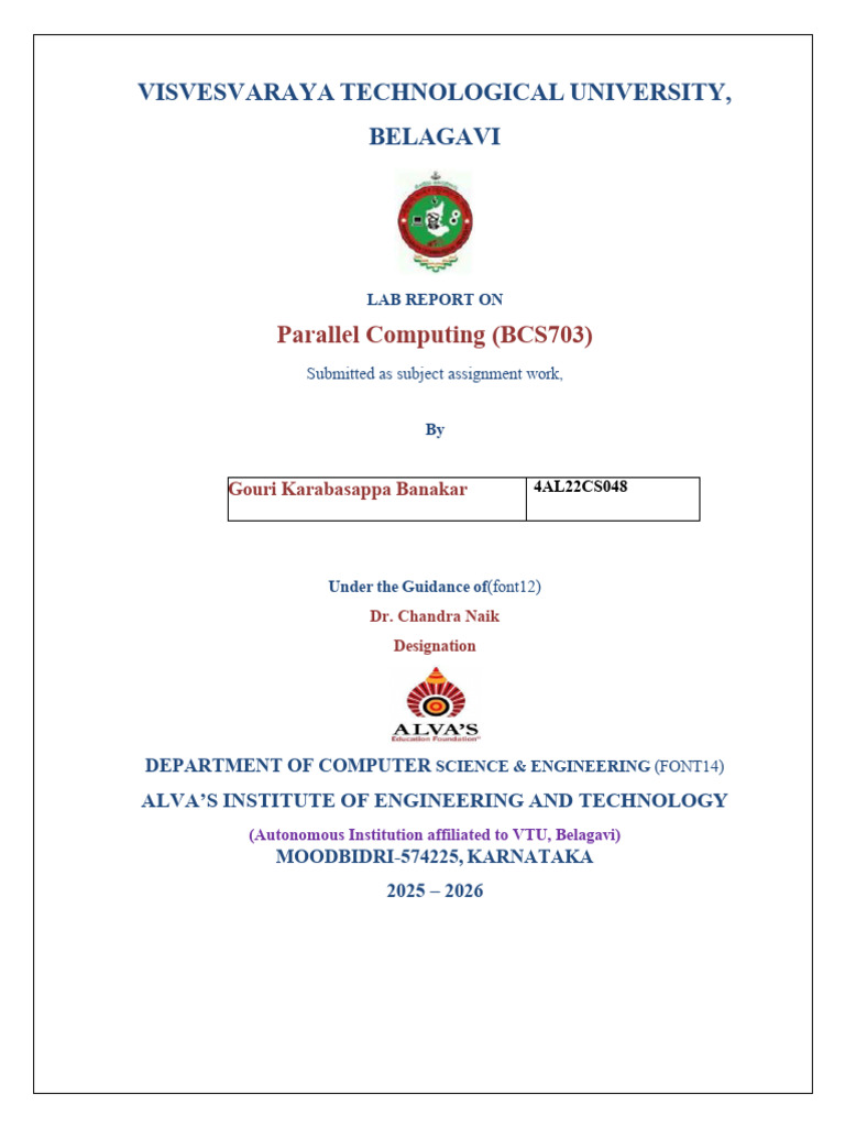Parallel Computing Lab Report BCS703 | PDF | Computer Programming ...