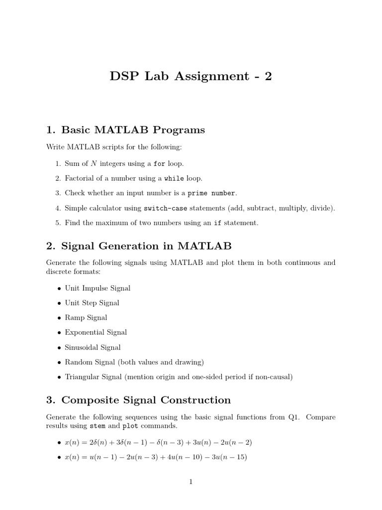 DSP Lab Assignment 2 | PDF | Numbers | Prime Number