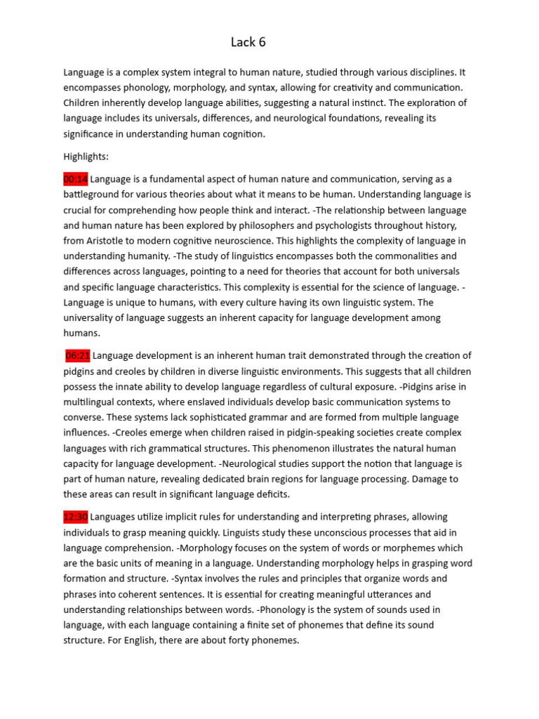 Lack 6.... Language | PDF | Language Acquisition | Word