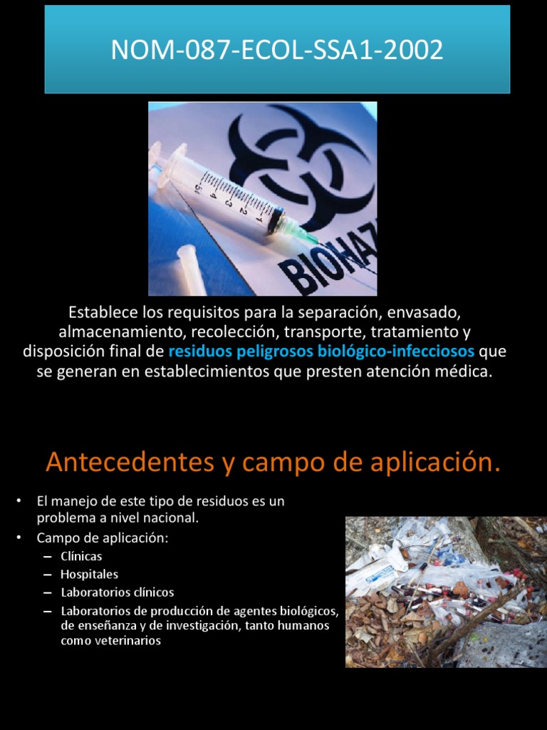 Nom 087 Ecol Ssa1 2002 | PDF | Residuos | Hospital