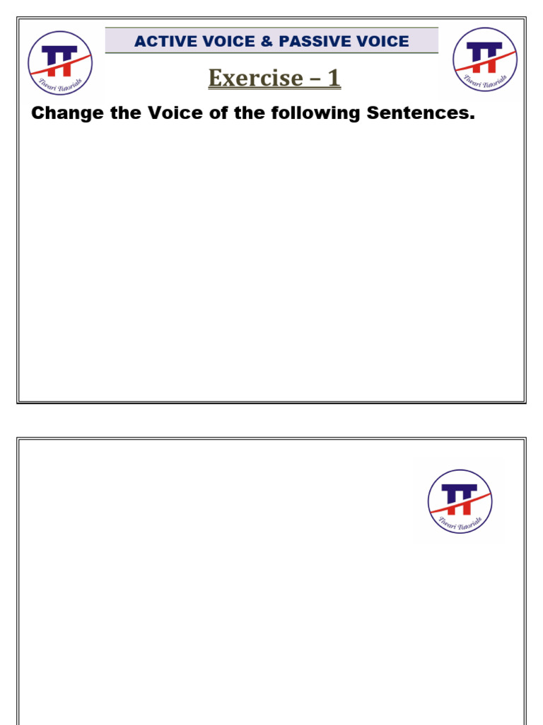 Voice Change Exercises: Active to Passive | PDF