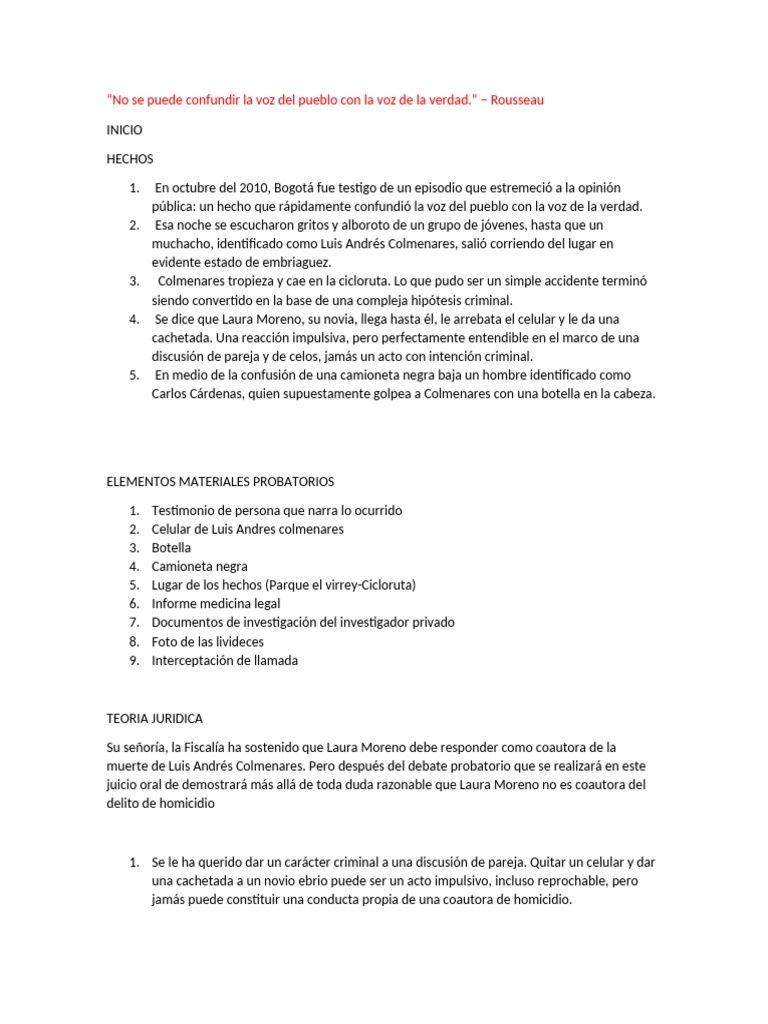 Caso Colmenares: La verdad detrás del crimen | PDF