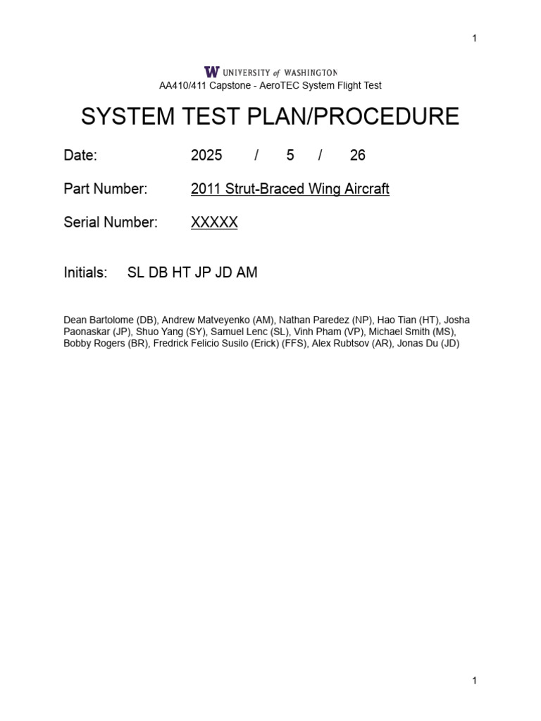 AeroTEC UAV Flight Test Plan 2025 | PDF | Battery Charger | Unmanned ...