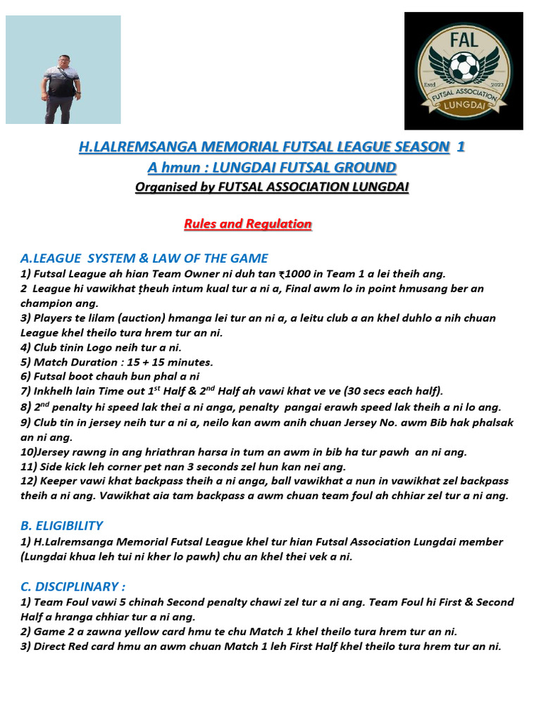 Futsal League Rules and Regulation Final | PDF | Ball Games | Athletic ...