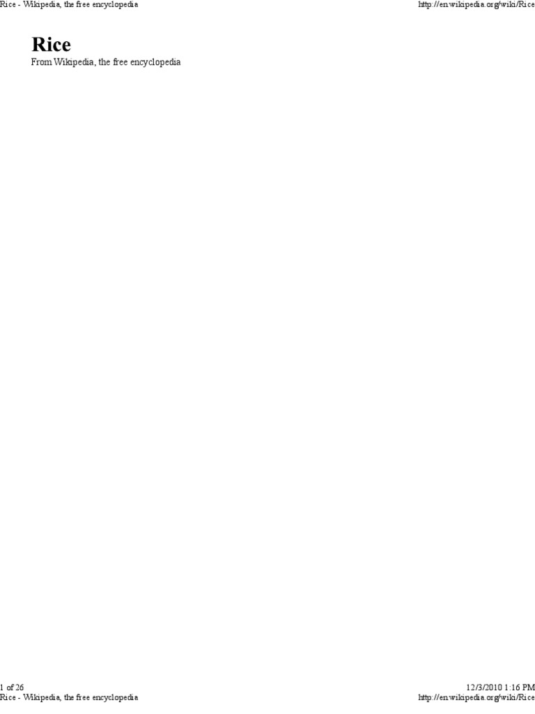 Rice - Wikipedia, The Free .. | PDF | Rice | Cereals