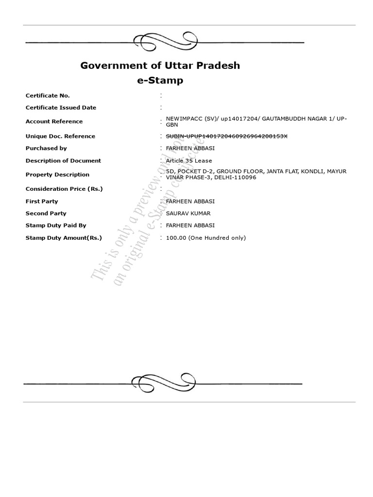 FARHEEN ABBASI India E-Stamping System | PDF