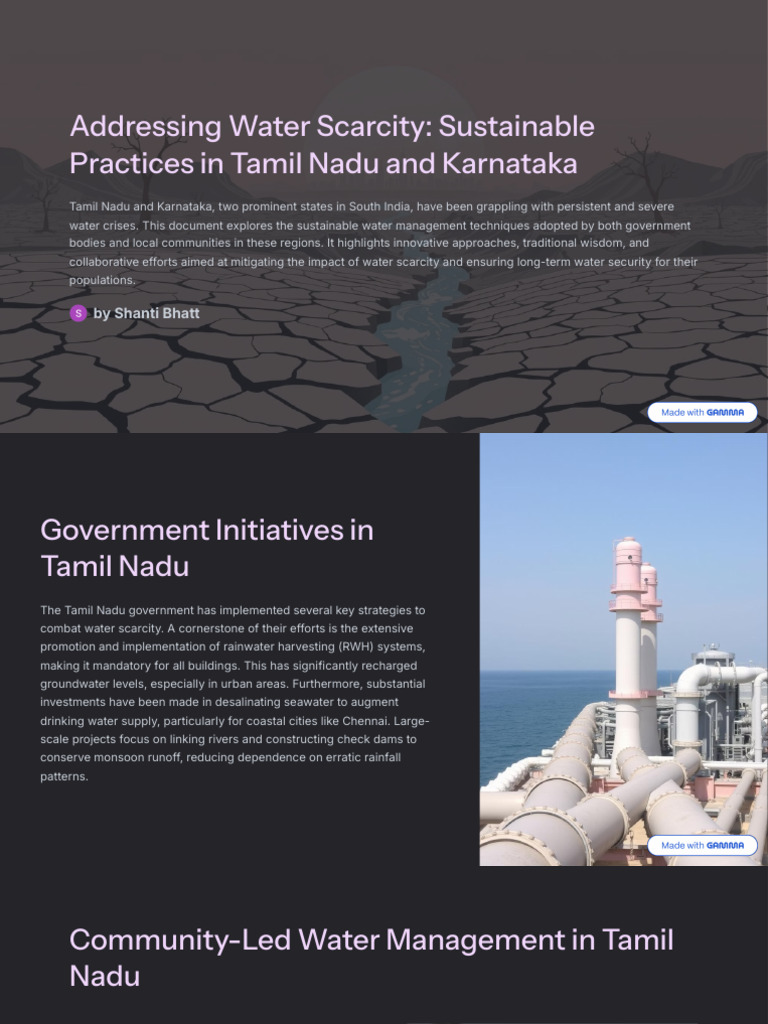 Addressing Water Scarcity Sustainable Practices in Tamil Nadu and ...