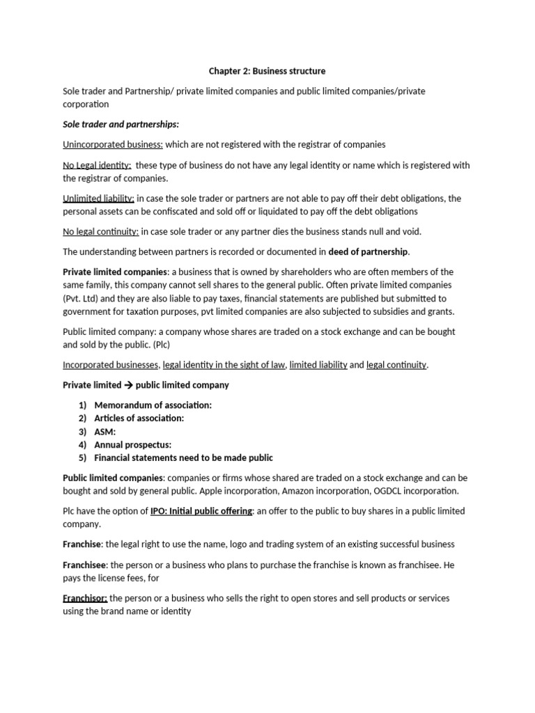 Chapter 2 Business Structure Pdf