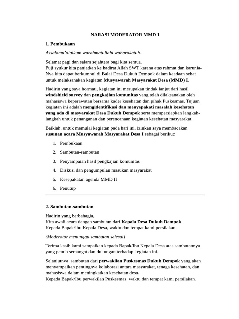 Narasi Moderator MMD 1 | PDF