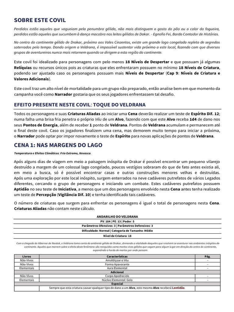 Covil Gélido em Drakar: Desafios Mortais | PDF | Tempo | Frio