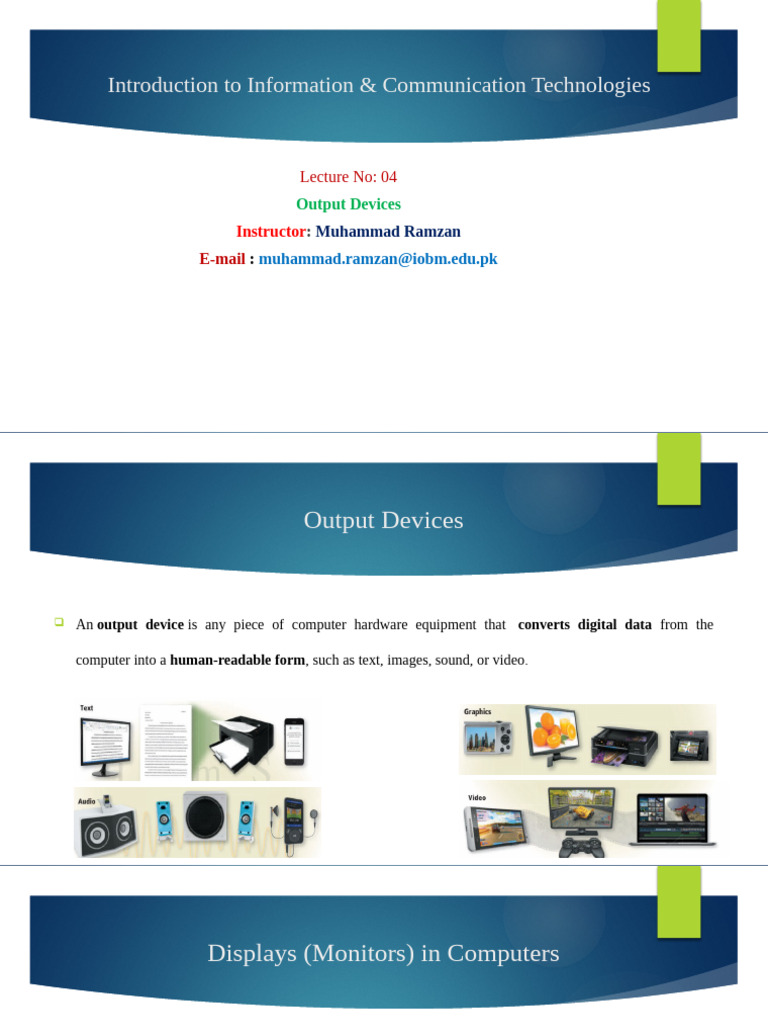 Lecture No 4 Output Devices | PDF | Liquid Crystal Display | Computer ...