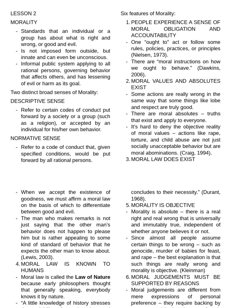 LESSON-2 | PDF | Morality | Reason