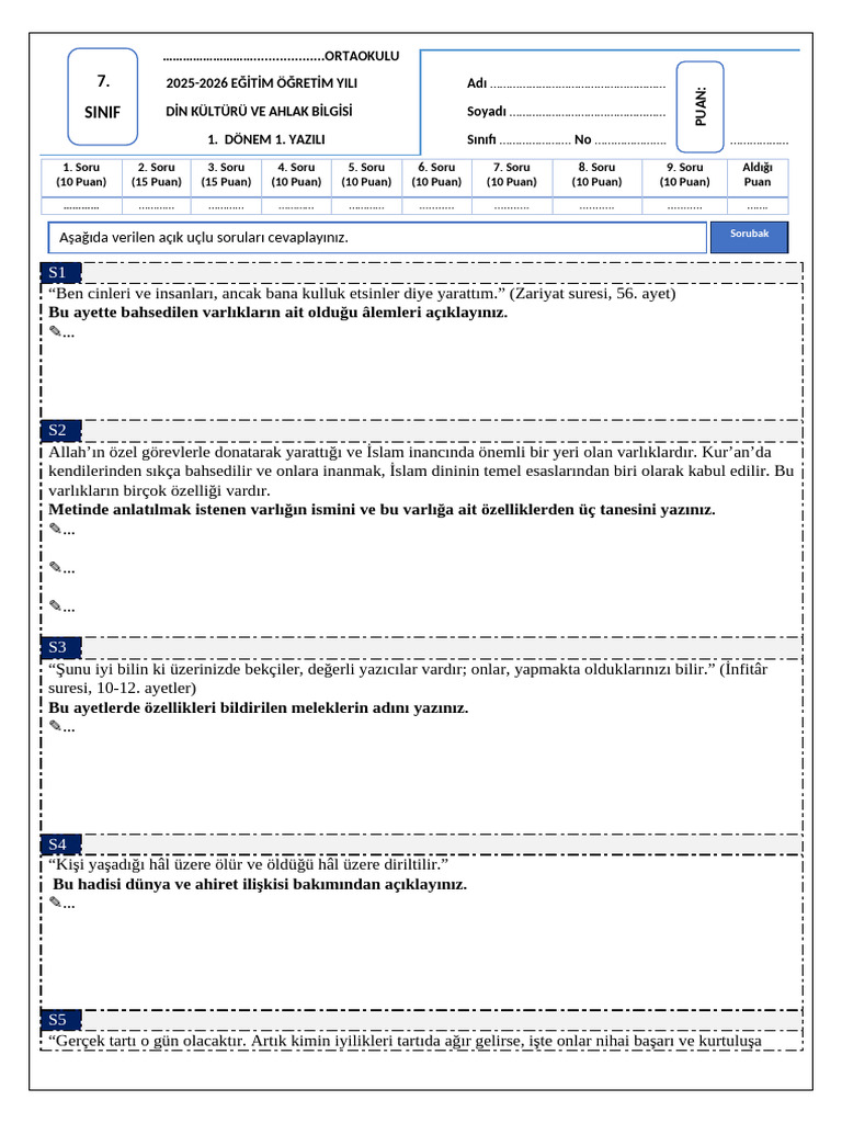 7 Sinif Din Kulturu CVPL Sorubak Com 1d1y Dosya No 000090 Senaryo1 | PDF