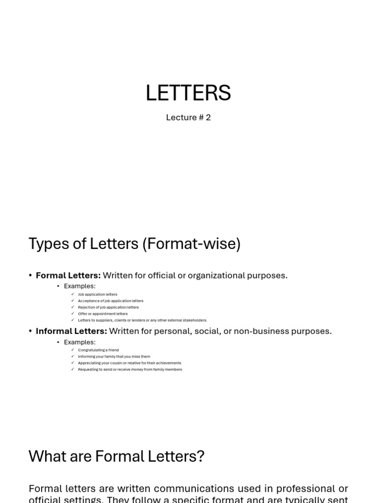 Types and Formats of Letters Explained | PDF | Memorandum | Communication