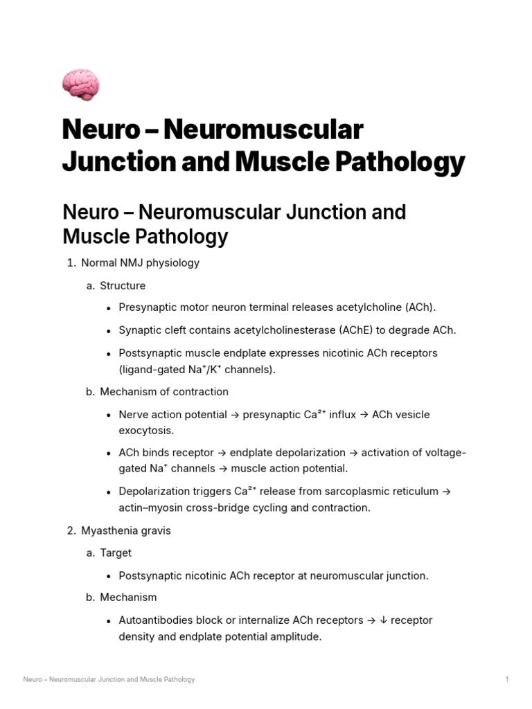 Neuro Neuromuscular Junction and Muscle Pathology | PDF | Neuromuscular ...